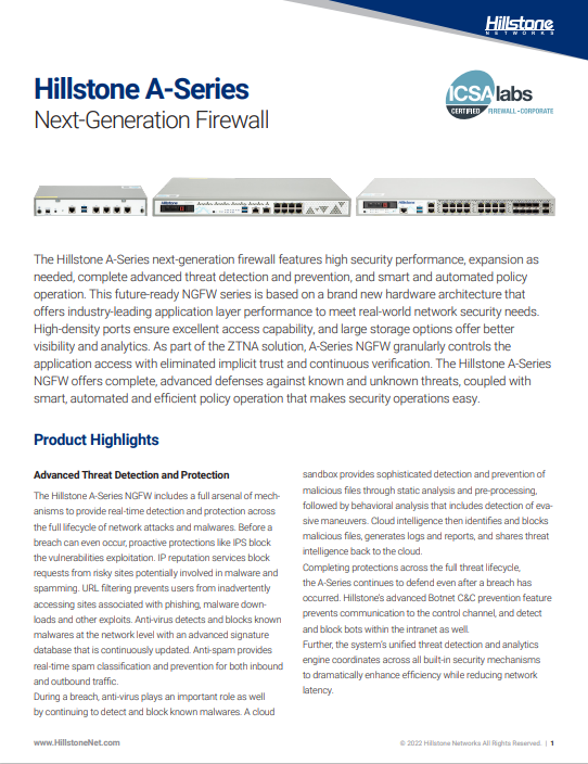 Hillstone A-Series Next-Generation Firewalls (NGFW) | Hillstone Networks